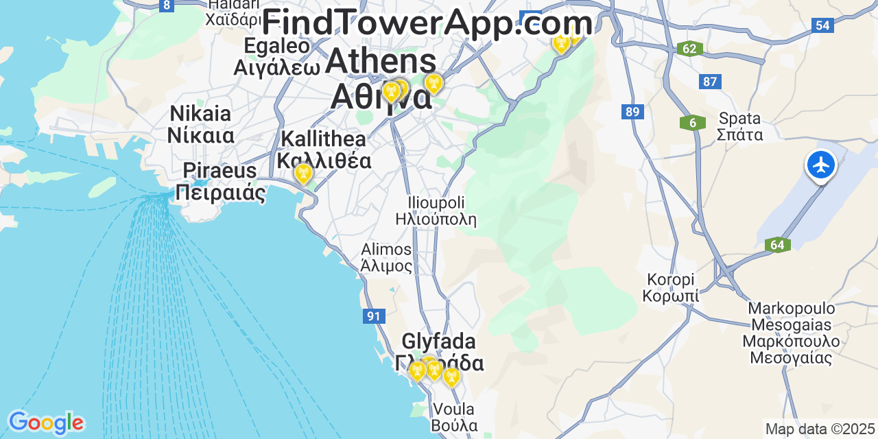 Athens T-Mobile Cell Towers, Greece - FindTower App