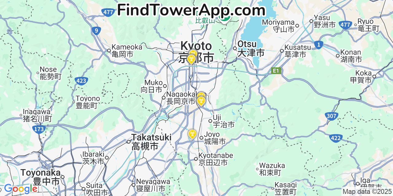 Kyoto Verizon Cell Towers, Japan - FindTower App