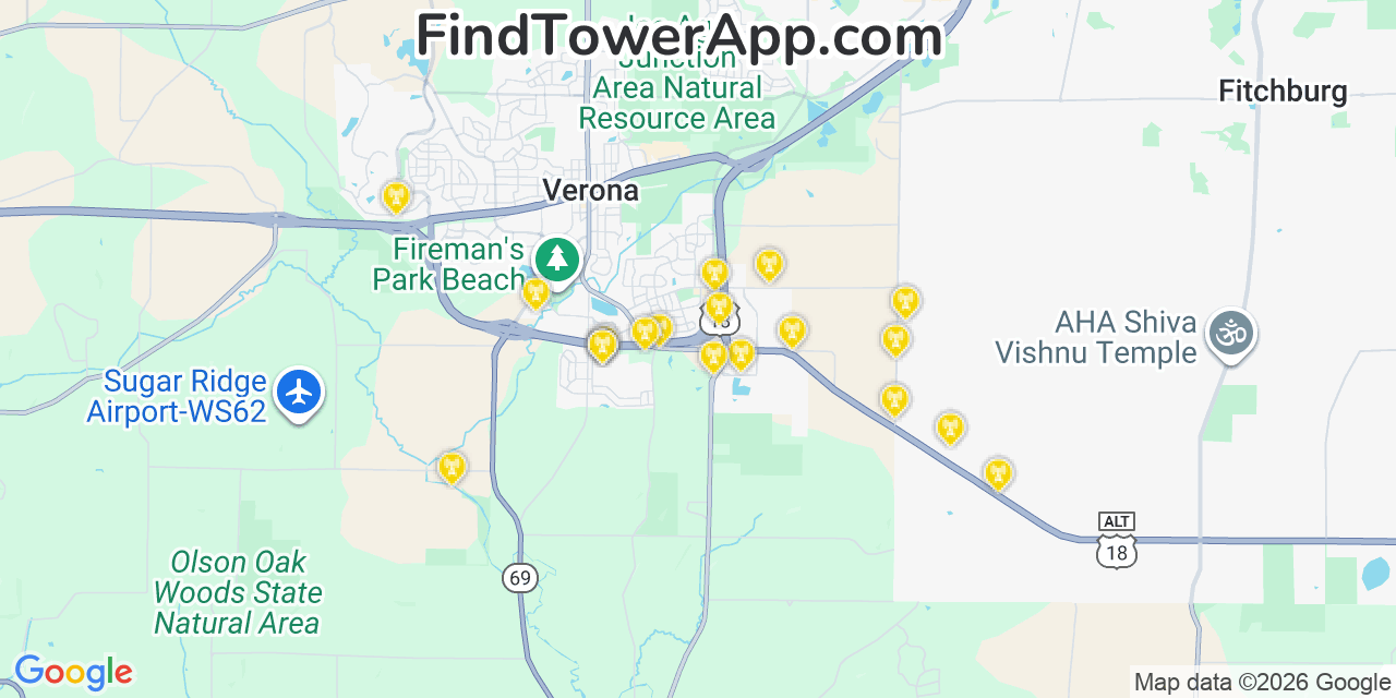 Paoli T-Mobile Cell Towers, Wisconsin - FindTower App