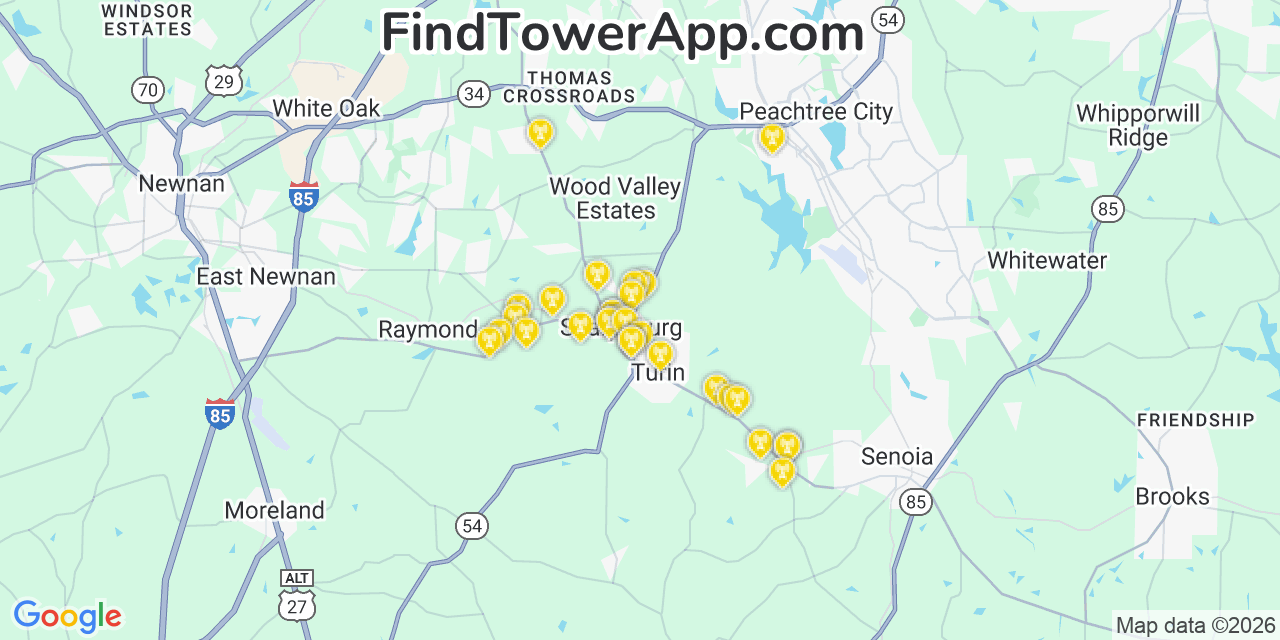 Sharpsburg T-Mobile Cell Towers, Georgia - FindTower App