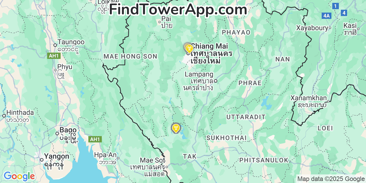 Sukhothai T-Mobile Cell Towers, Thailand - FindTower App